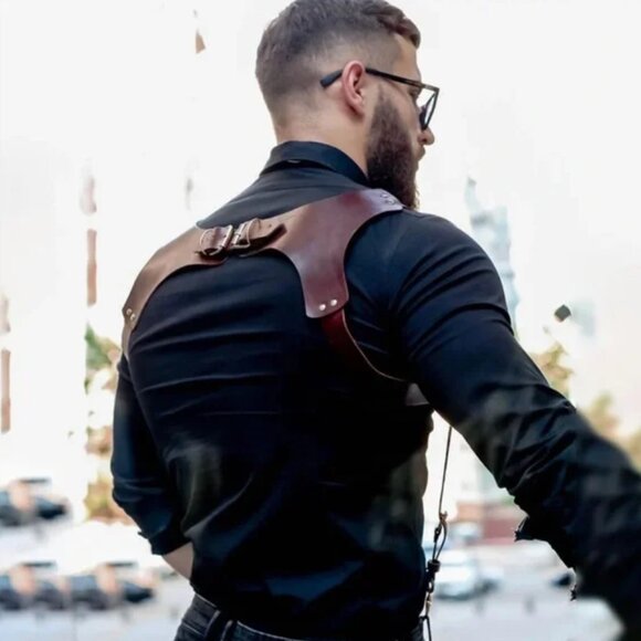 Accessories | Premium Red Leather Chest And Shoulder Harness For Men ...